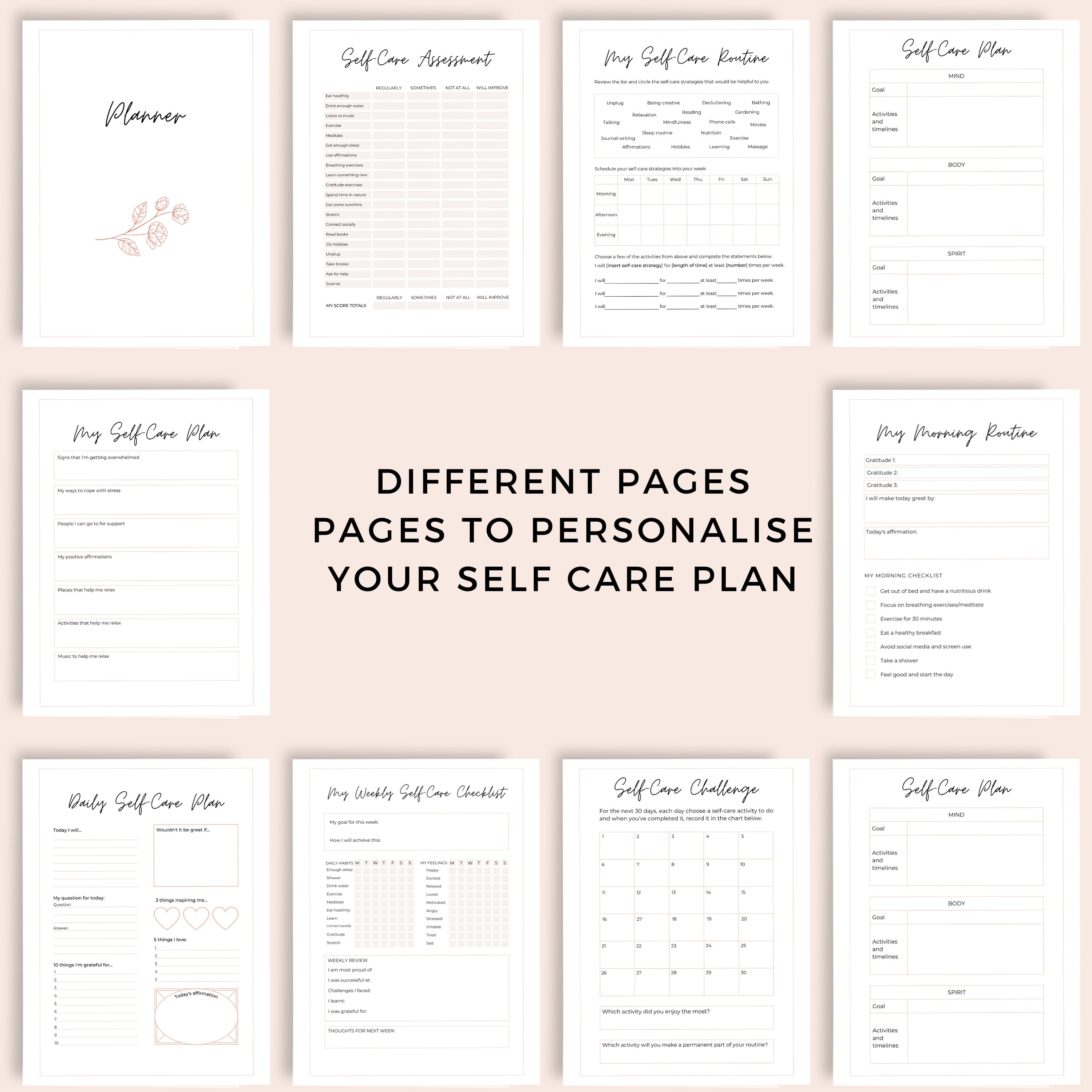 Self-care Worksheets Printable, Self Care Ideas, Routines & Checklists ...