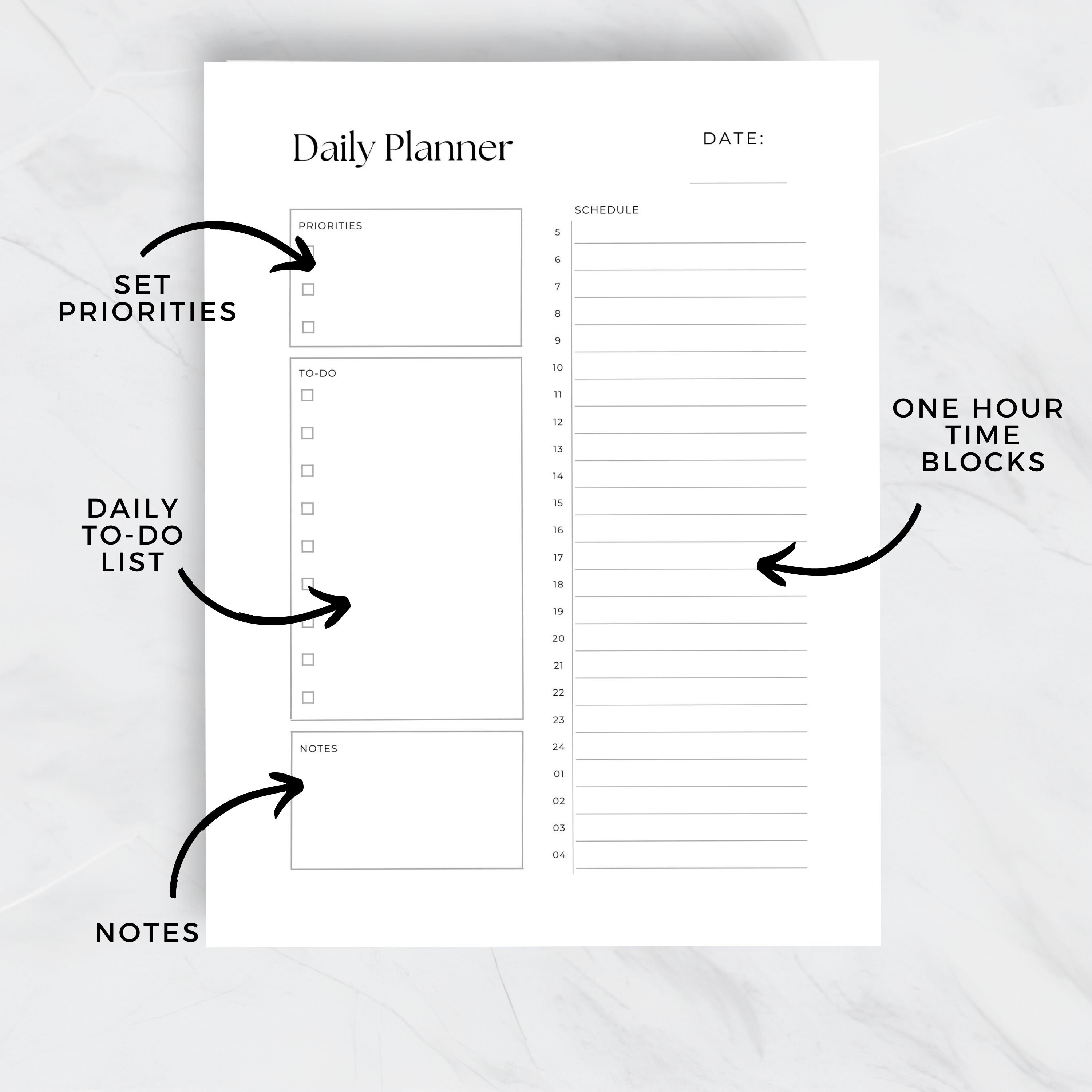 Daily Planner Target, Printable PDF, Day Diary, Hourly Schedule ...