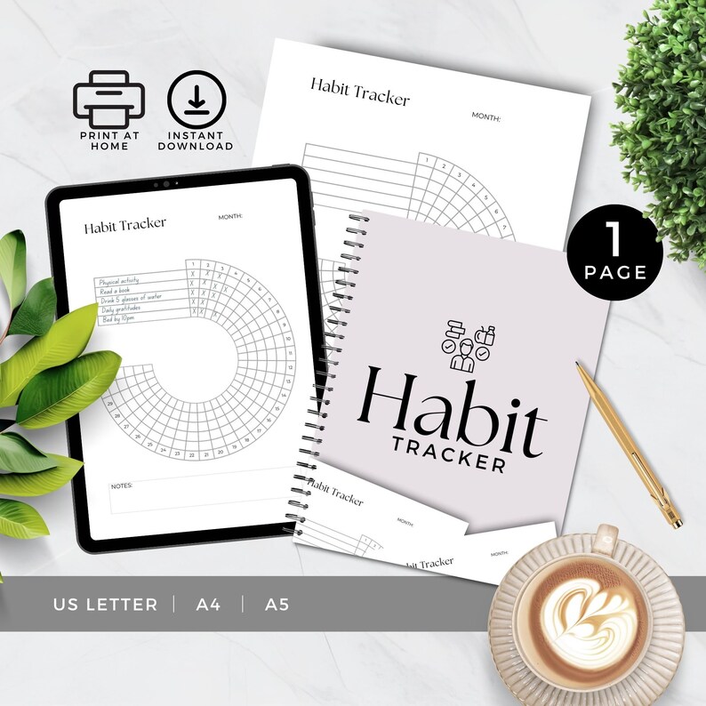 Pdf Circle Habit Tracker Printable for Bujo Journals and Planners ...