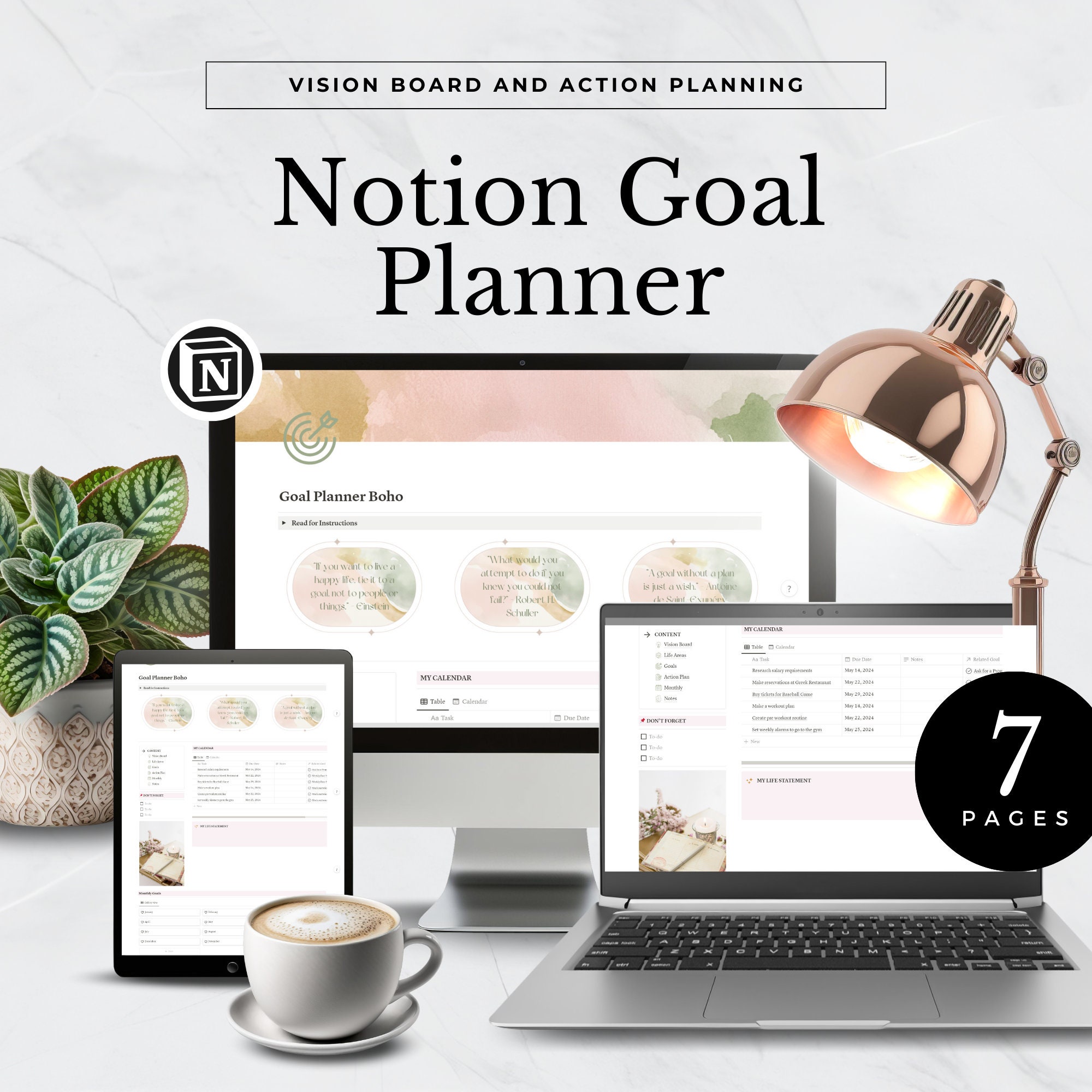 Notion Template Goal Setting, Digital Personal Life Planner, Vision ...