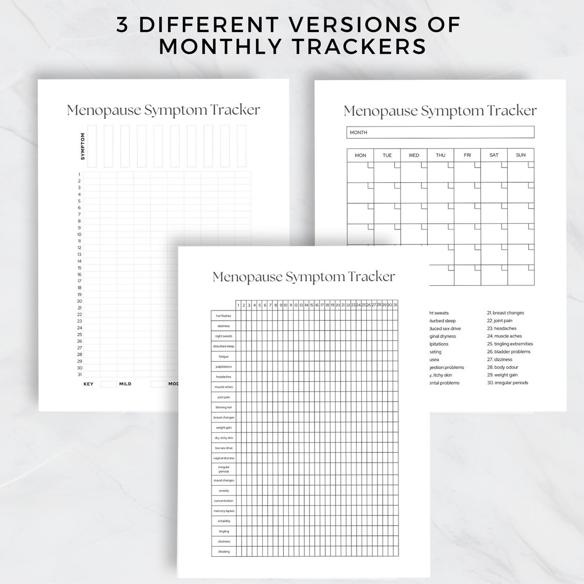 Menopause Symptom Tracker Workbook, Assessment Log, Perimenopause ...