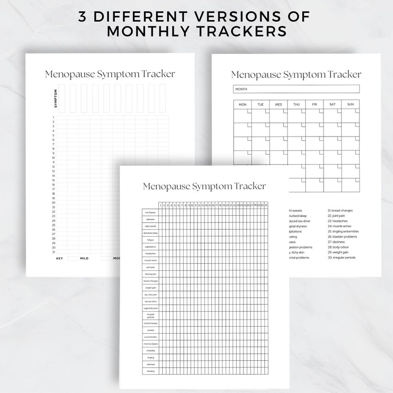 Menopause Symptom Tracker Workbook, Assessment Log, Perimenopause ...