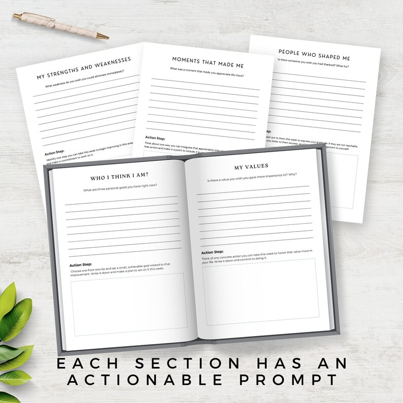 Guided Journal for Men, Who Am I Workbook, Self Discovery Worksheets ...