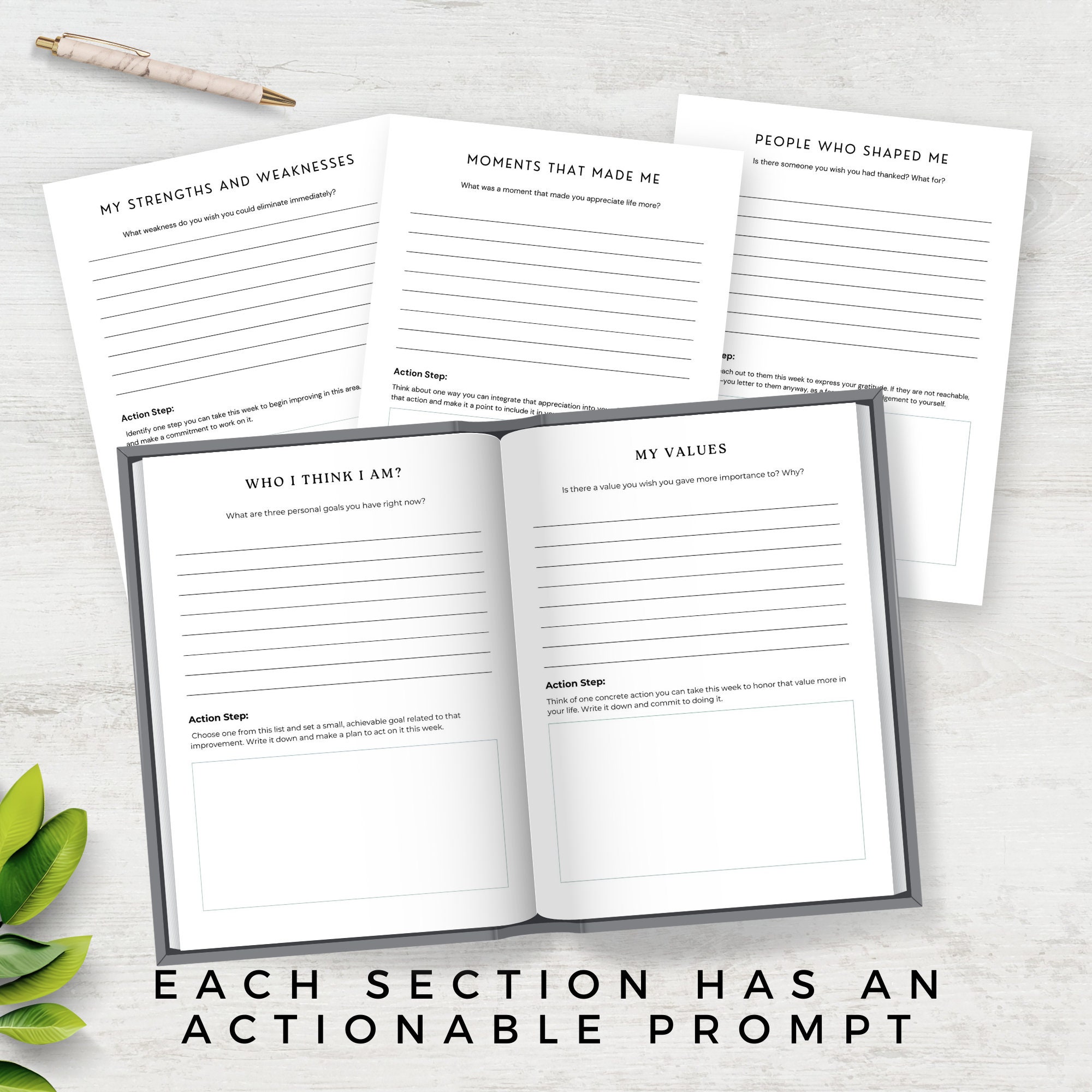 Guided Journal for Men, Who Am I Workbook, Self Discovery Worksheets ...