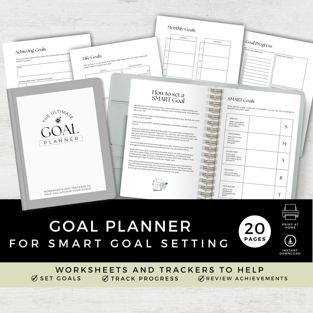 SMART Goal Planner, Printable PDF, Goal Setting Tracker, Monthly ...
