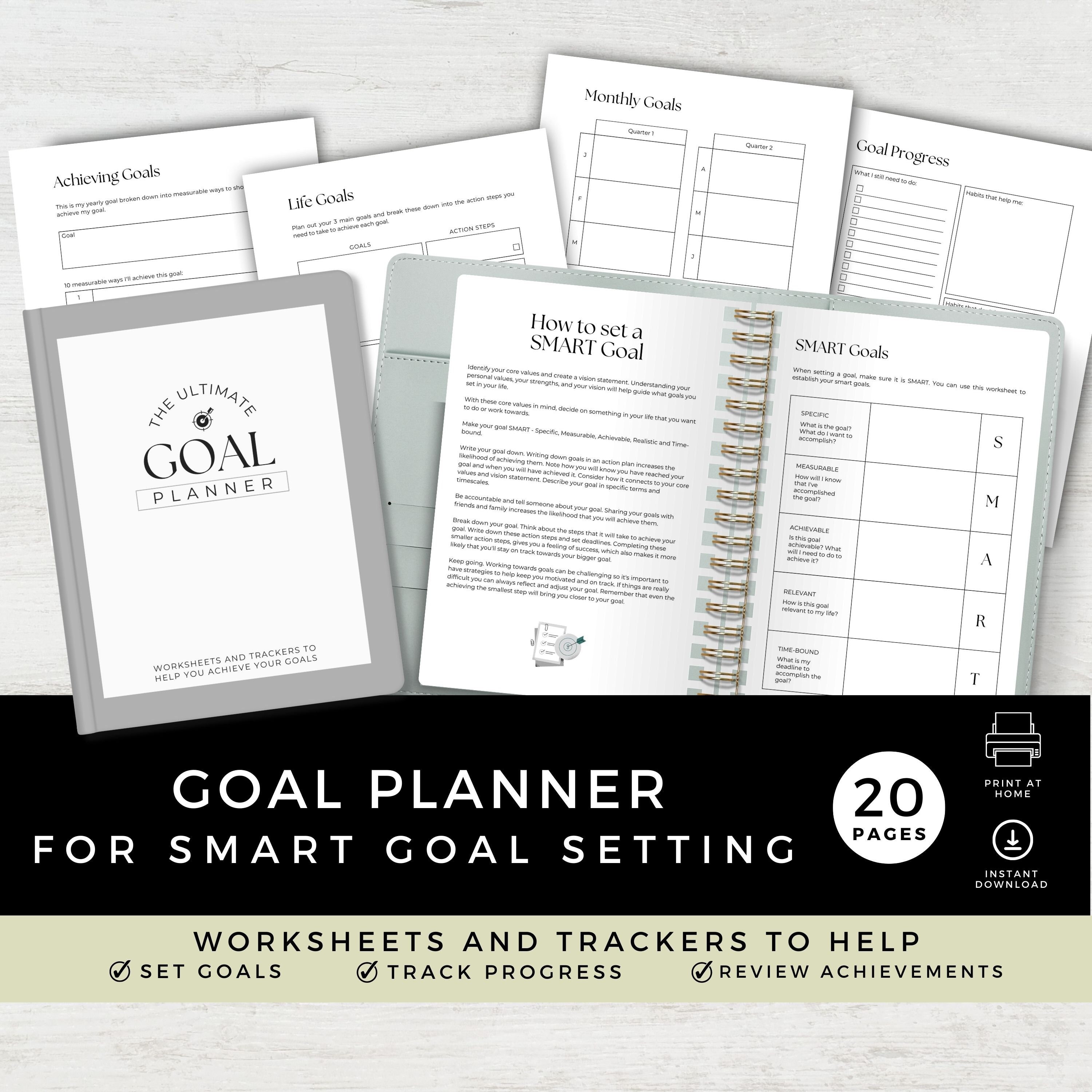 SMART Goal Planner, Printable PDF, Goal Setting Tracker, Monthly ...