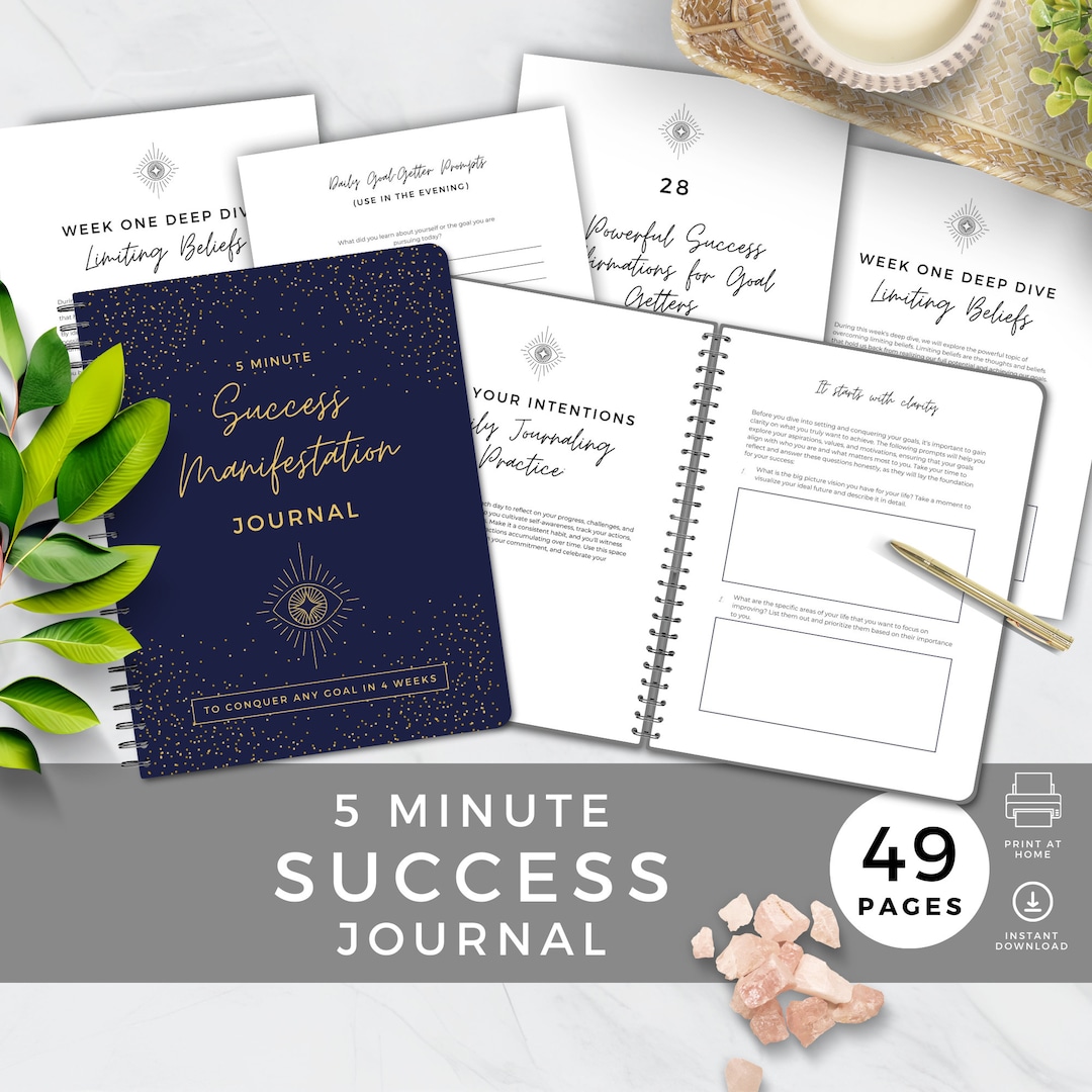 Success Manifestation Journal, 5 Minute Goal Setting, Daily Manifesting ...