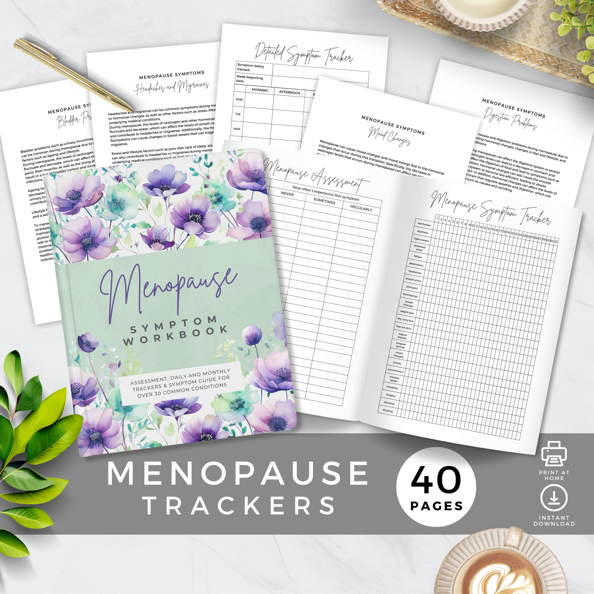 Menopause Symptom Tracker Workbook, Assessment Log, Perimenopause ...