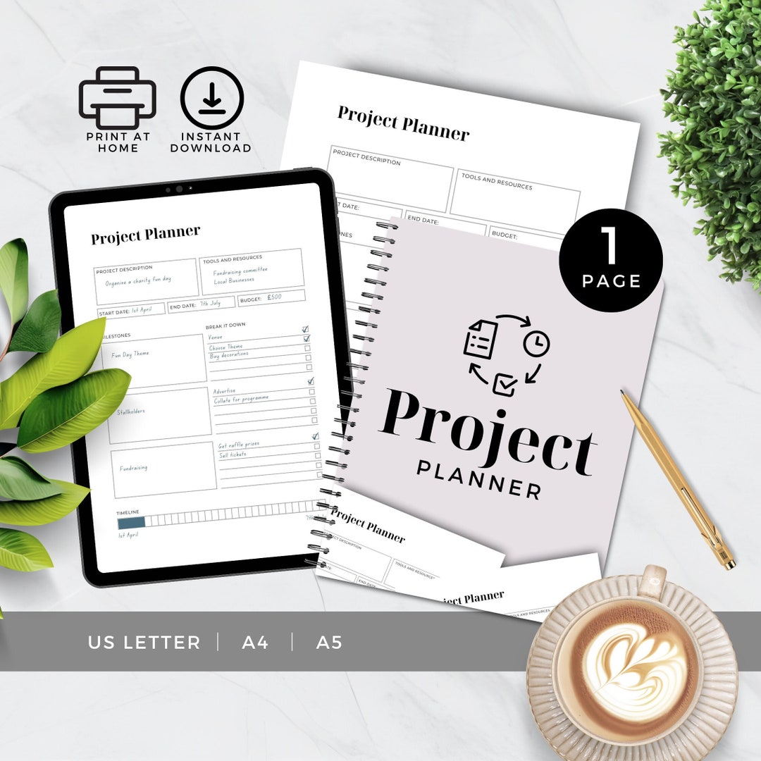 Project Plan Tracker Template, Printable, Planner Insert, Task ...