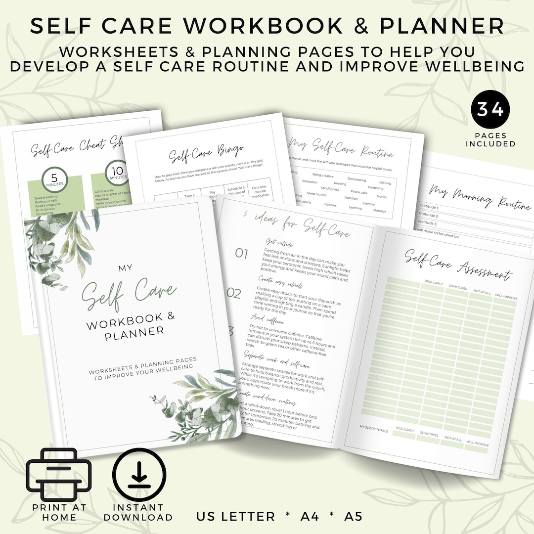 Self Care Printable Worksheet Self-care Workbook Template - Etsy