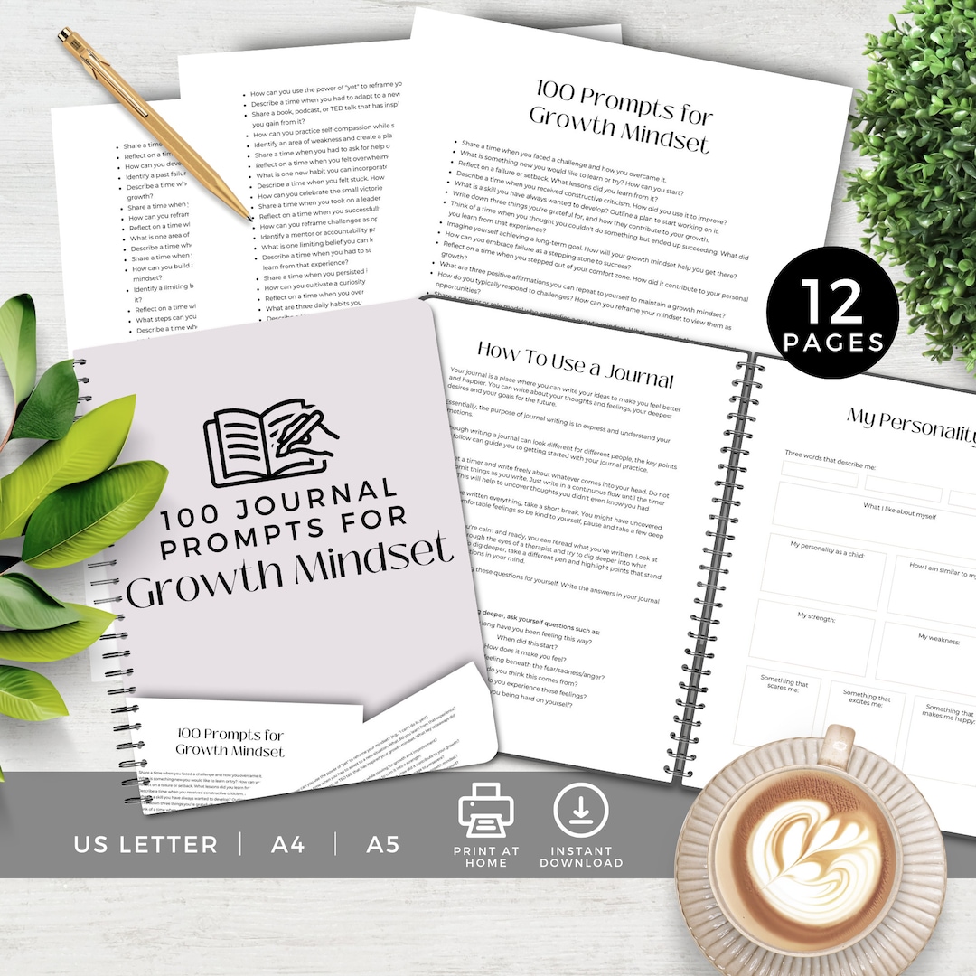 Growth Mindset Journal Prompts for Self-development, Daily Journaling ...