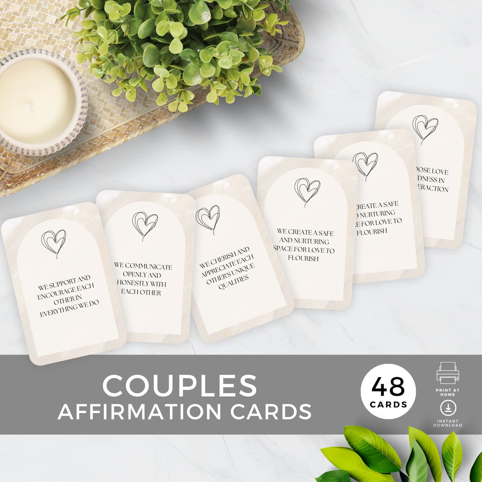 Couples Positive Affirmation Cards, Date Night Activity, Relationship ...