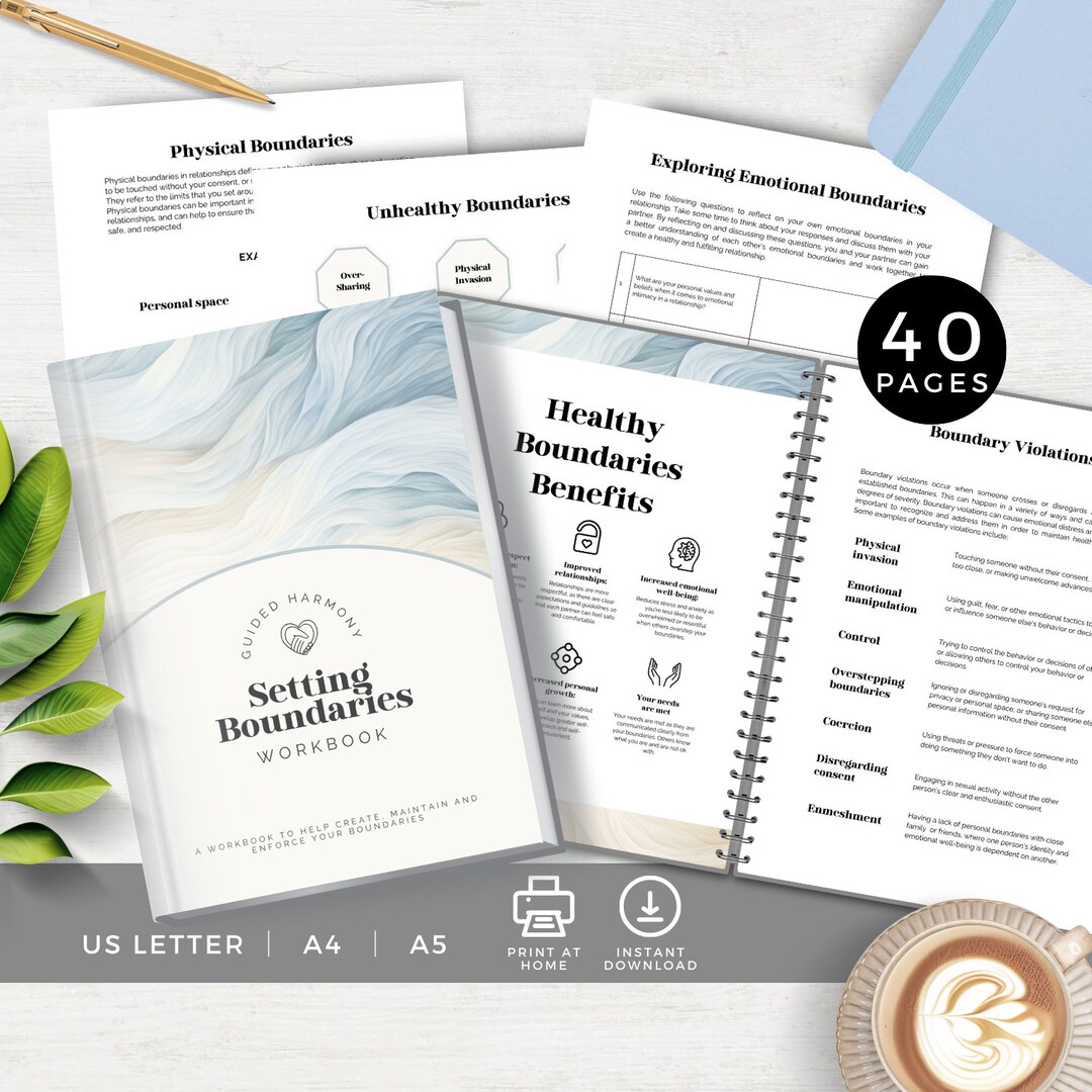Boundaries Workbook, Setting Boundary Worksheets & Ebook, Personal Communication, Relationship ...