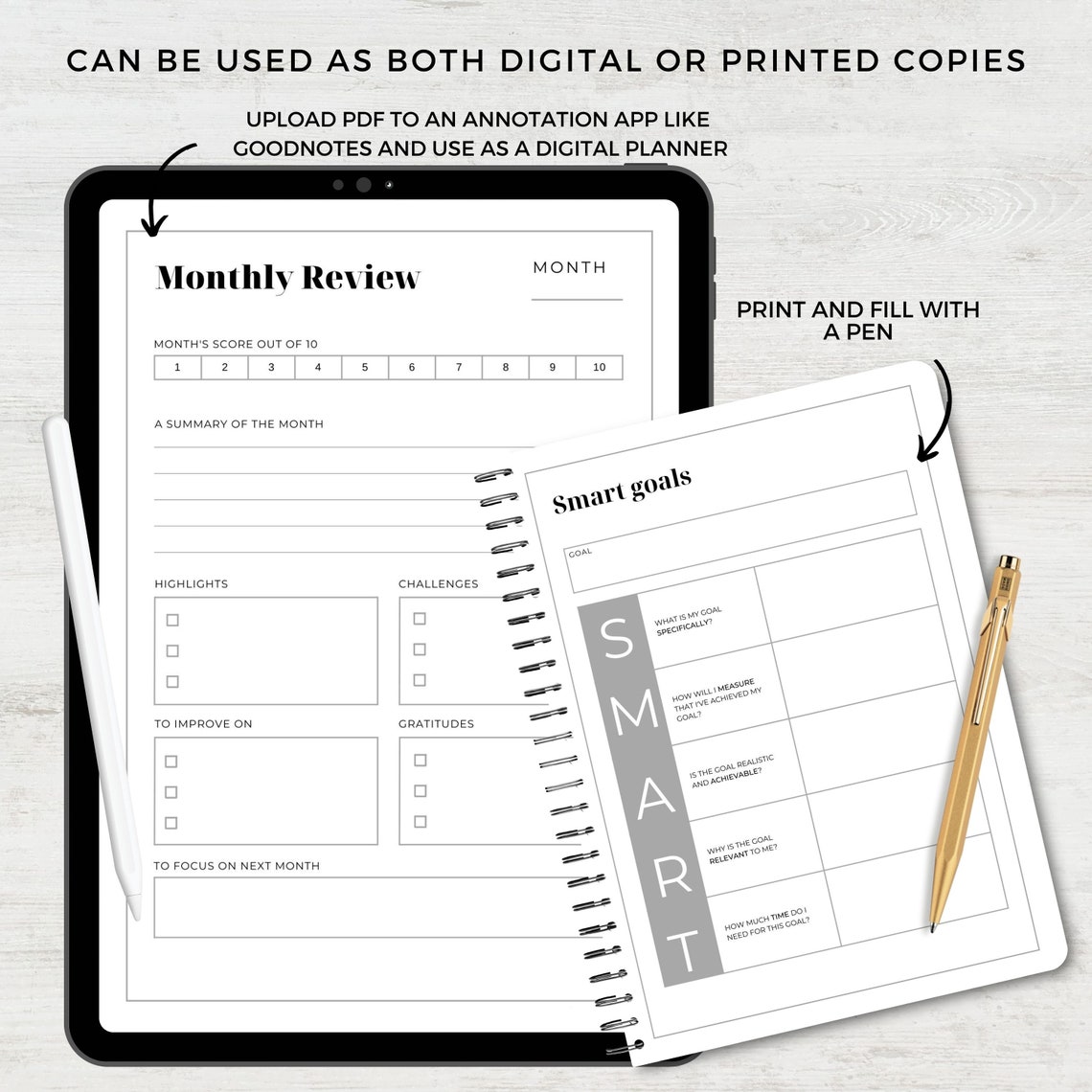 Productivity Planner PDF, Printable, Daily, Weekly, Monthly, Yearly ...