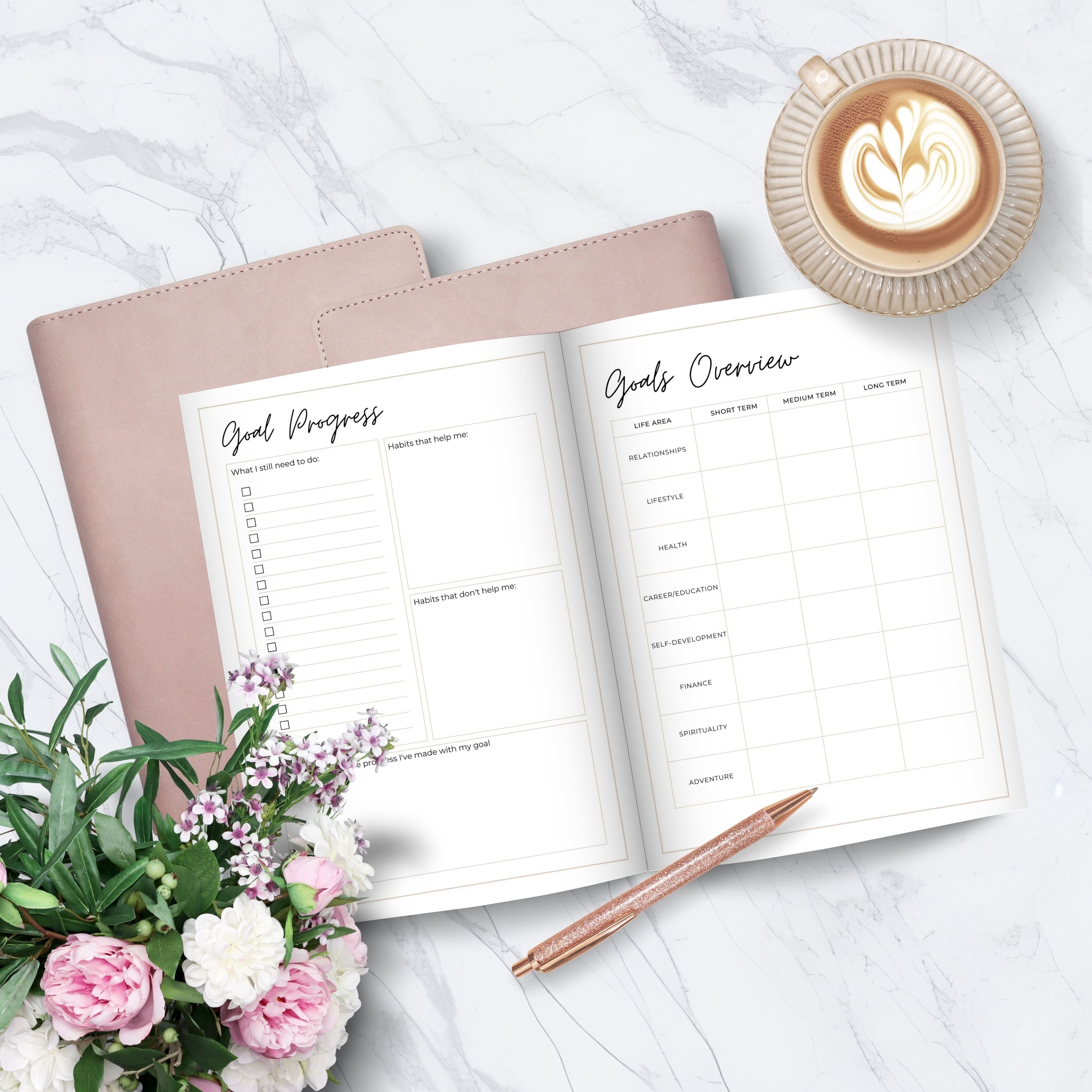 Goal Setting Planner Printable, Personal Journal, SMART Goals Tracker ...