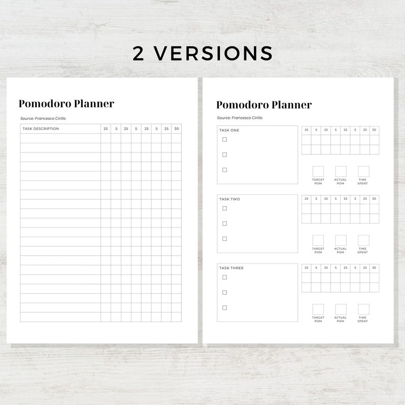 Pomodoro Planner, Printable, Task Tracker, Time Management ...