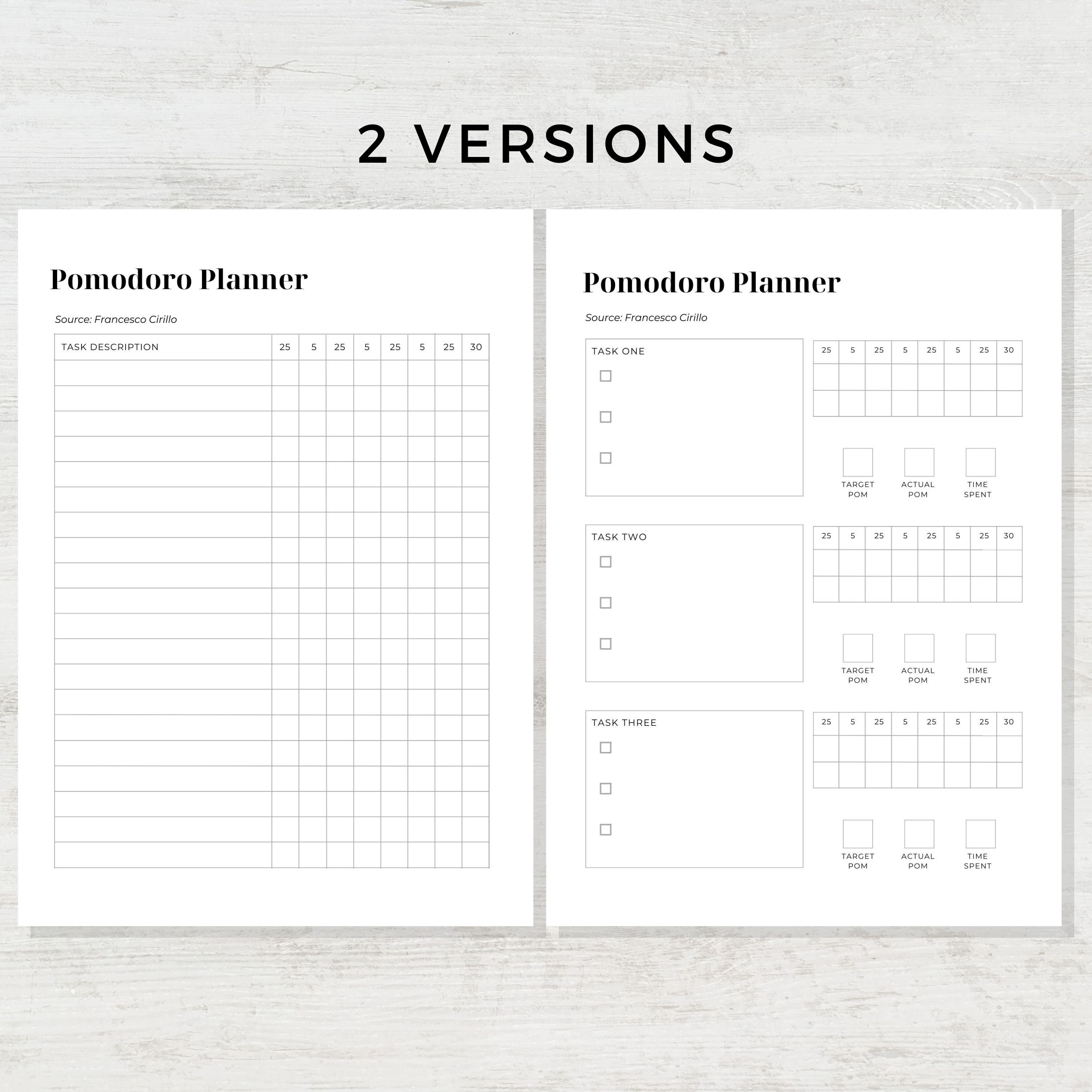 Pomodoro Planner, Printable, Task Tracker, Time Management ...