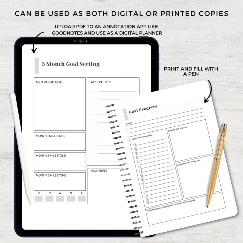 SMART Goal Checklist, Goals Setting Planner, Action Planning Template ...