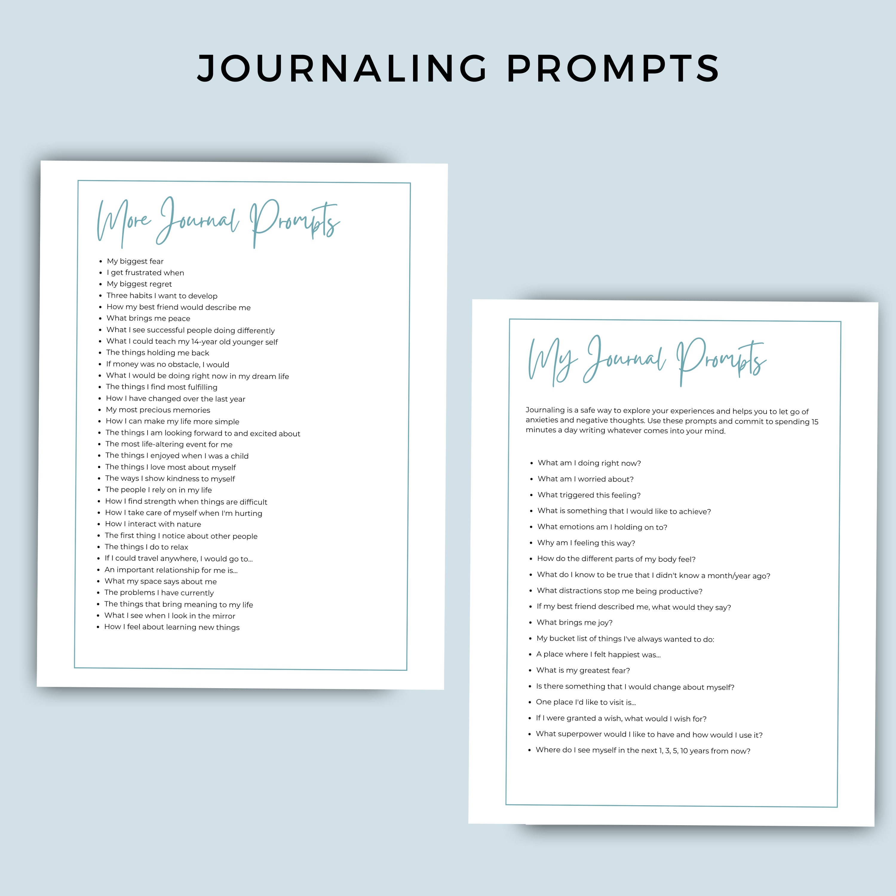 Self Care Journal, Printable, Daily Journaling Prompts, Mental Health ...