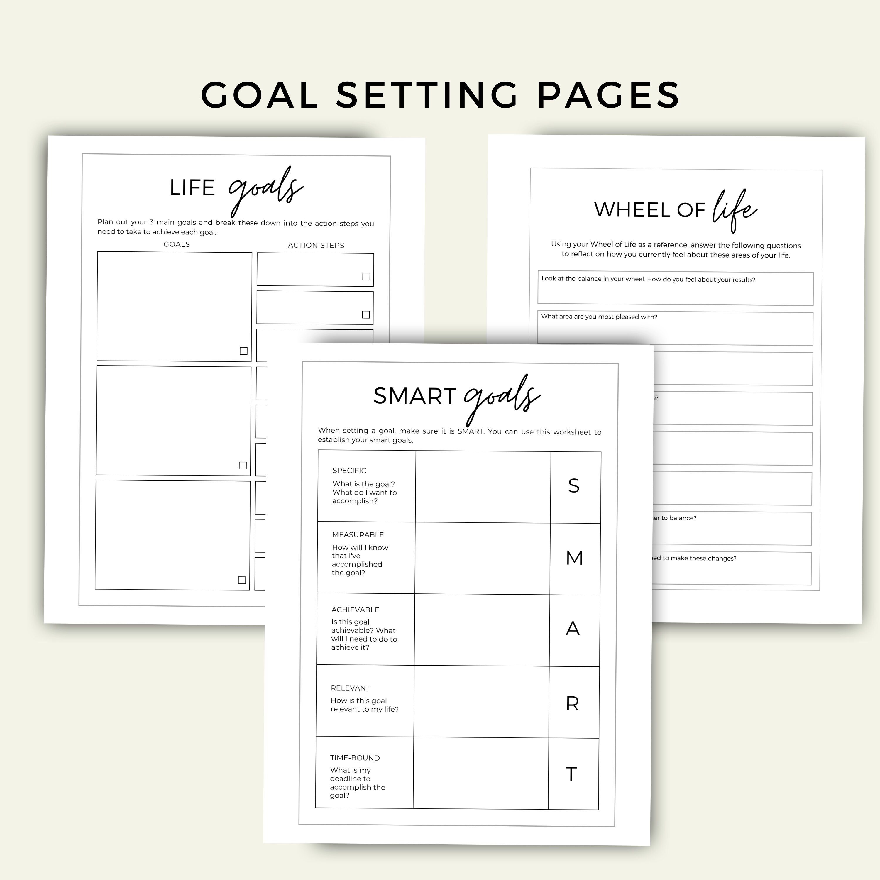 Wheel of Life Template, Goal Setting Worksheets, Level 10 Workbook ...