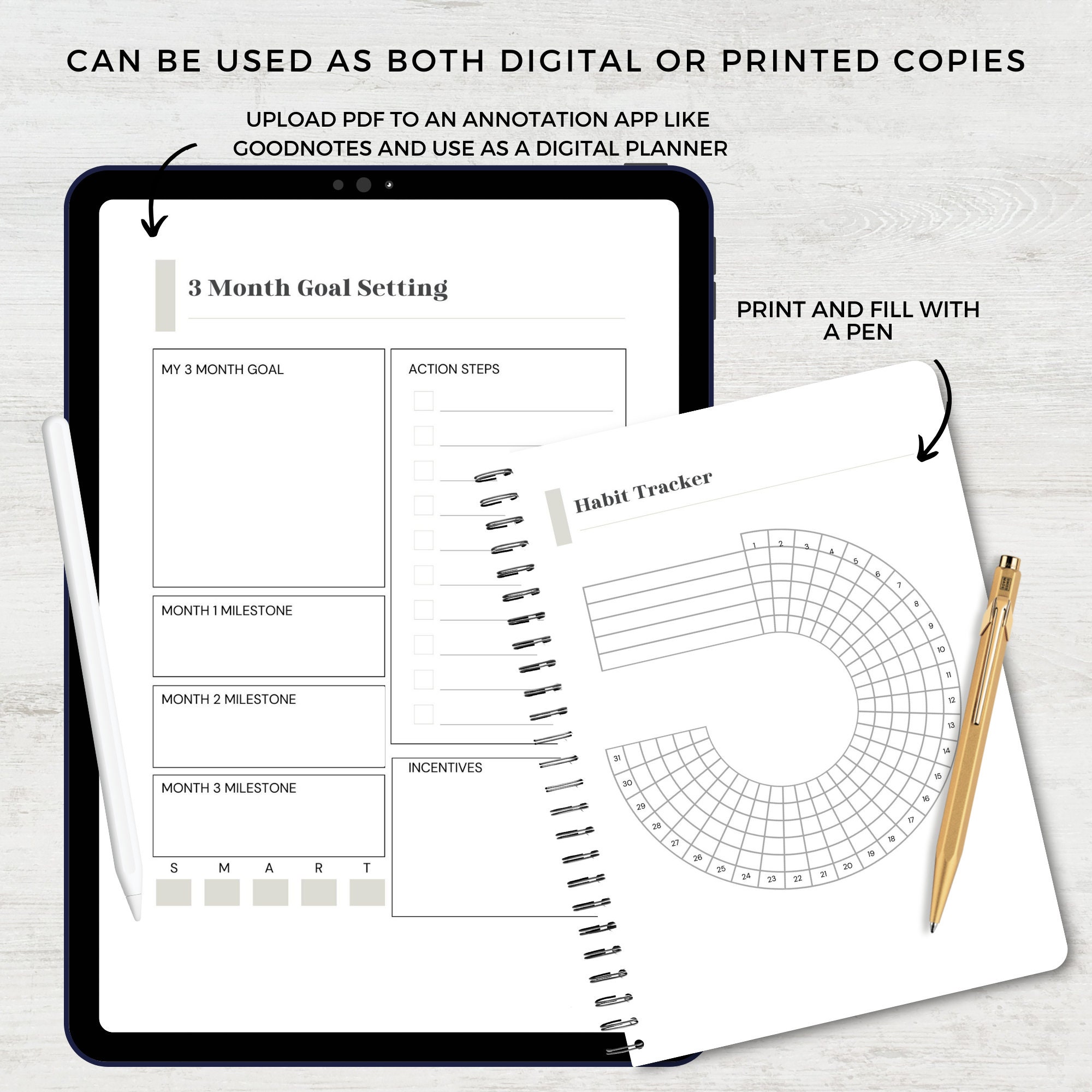 Goal Setting and Habit Tracker, SMART Goal Planner Task Manager, Action ...