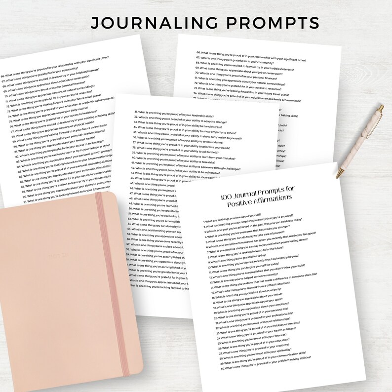 Self Esteem Journal Prompts, Printable, Start to Journal Guide, Daily ...