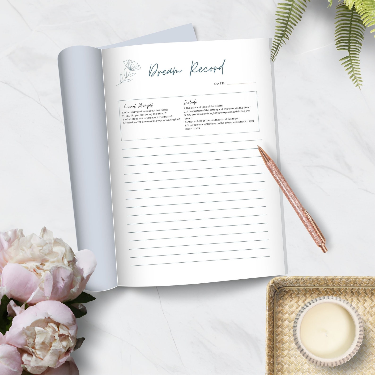 Dream Journal Printable PDF With Analysis and Interpretation Guide ...