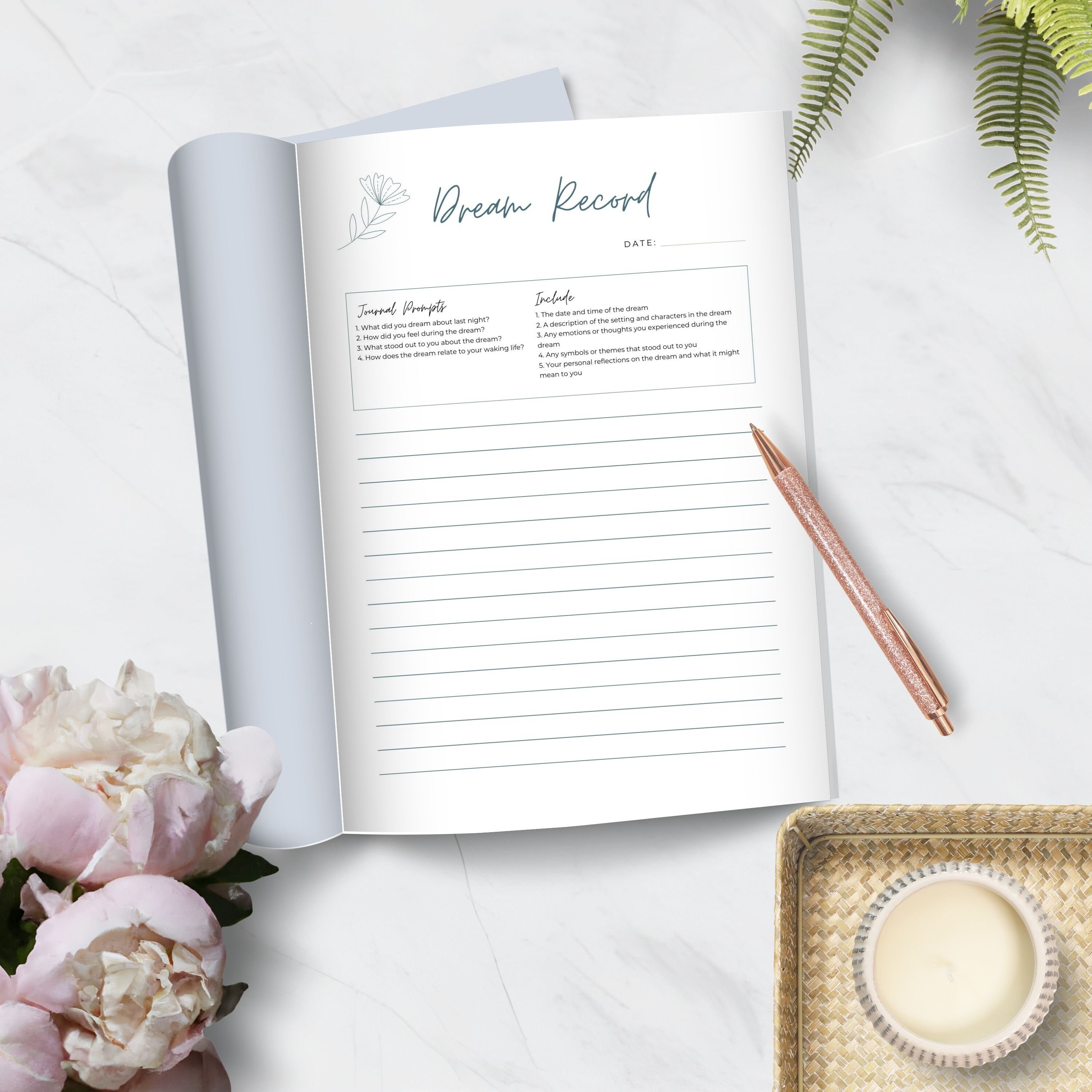 Dream Journal Printable PDF With Analysis and Interpretation Guide ...