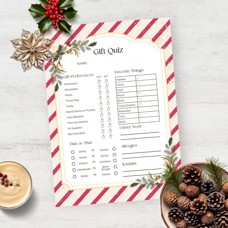 Christmas Wish List for Family, Holiday Wishlist Checklist, Secret ...