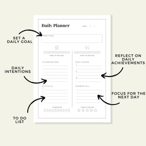Daily Planner, Printable, Morning Intentions, Evening Reflections, to ...