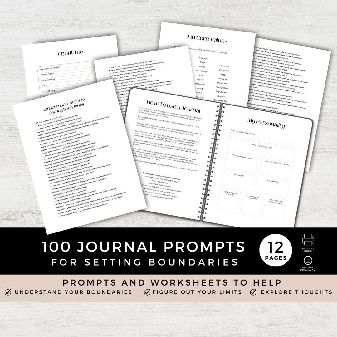Journal Prompts for Boundaries, Printable, Start to Journal Guide ...