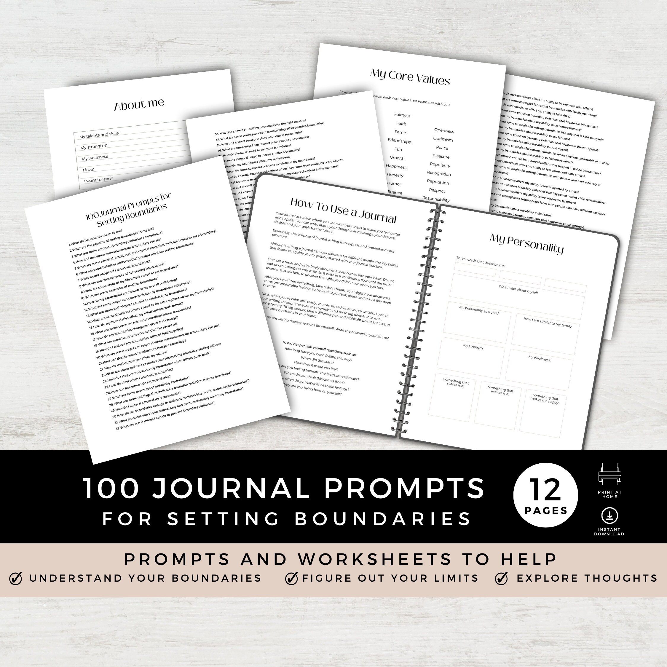 Journal Prompts for Boundaries, Printable, Start to Journal Guide ...