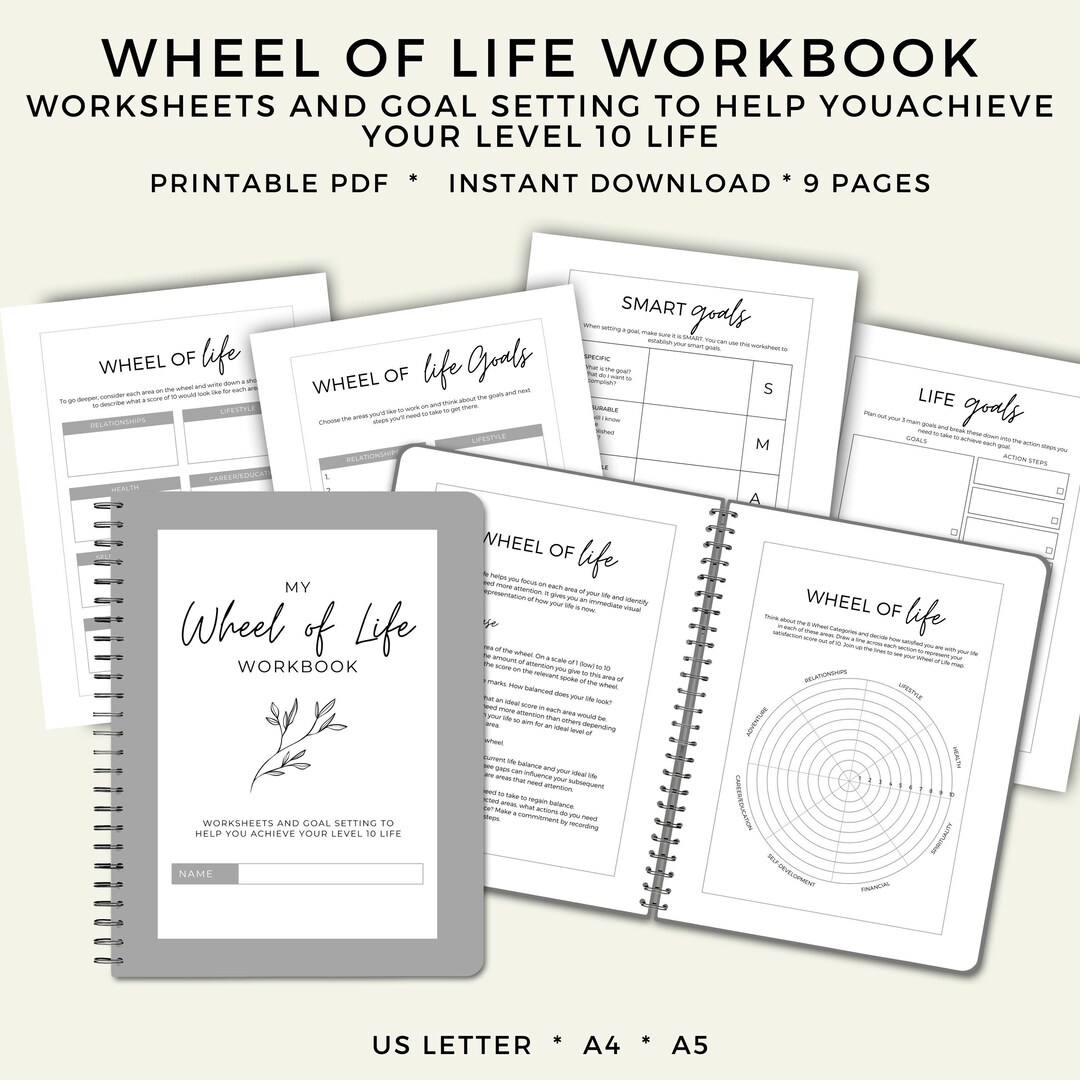 Wheel of Life Template, Goal Setting Worksheets, Level 10 Workbook ...