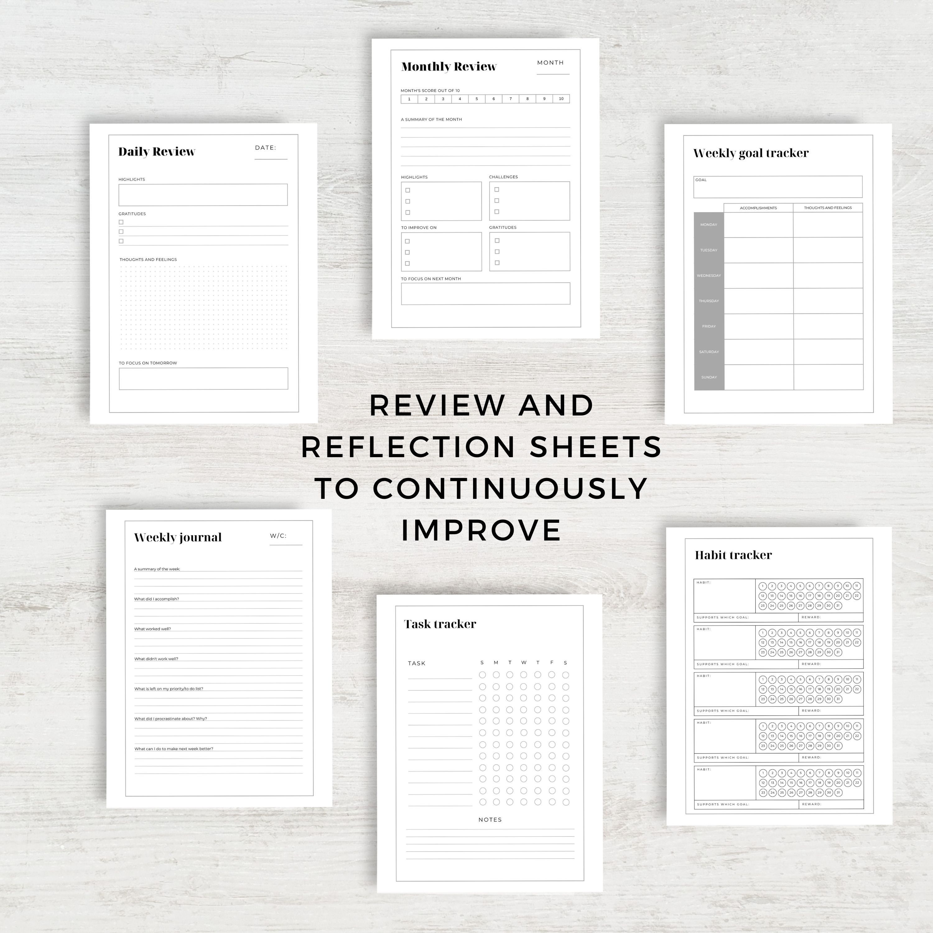 Productivity Planner PDF, Printable, Daily, Weekly, Monthly, Yearly ...