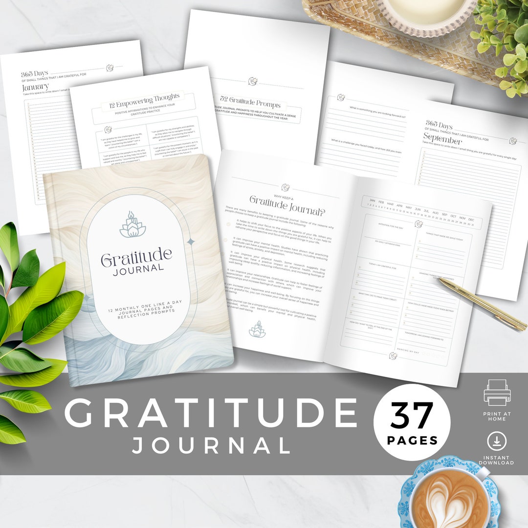 5 Minute Gratitude Journal Template One Line a Day Daily - Etsy