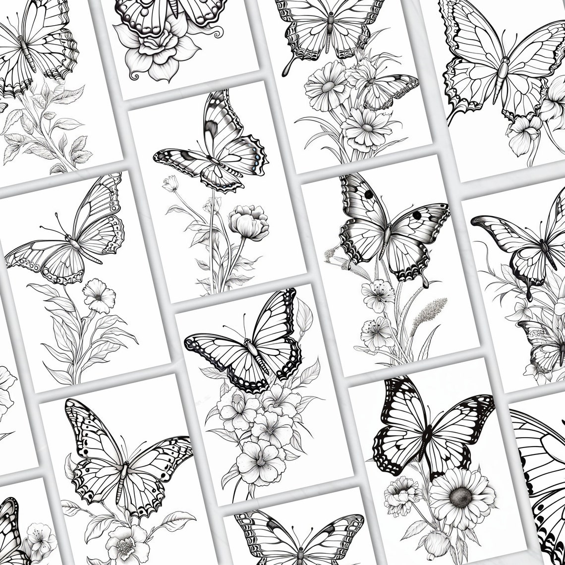 Butterfly Coloring Sheets Printable for Mindfulness and Relaxation ...