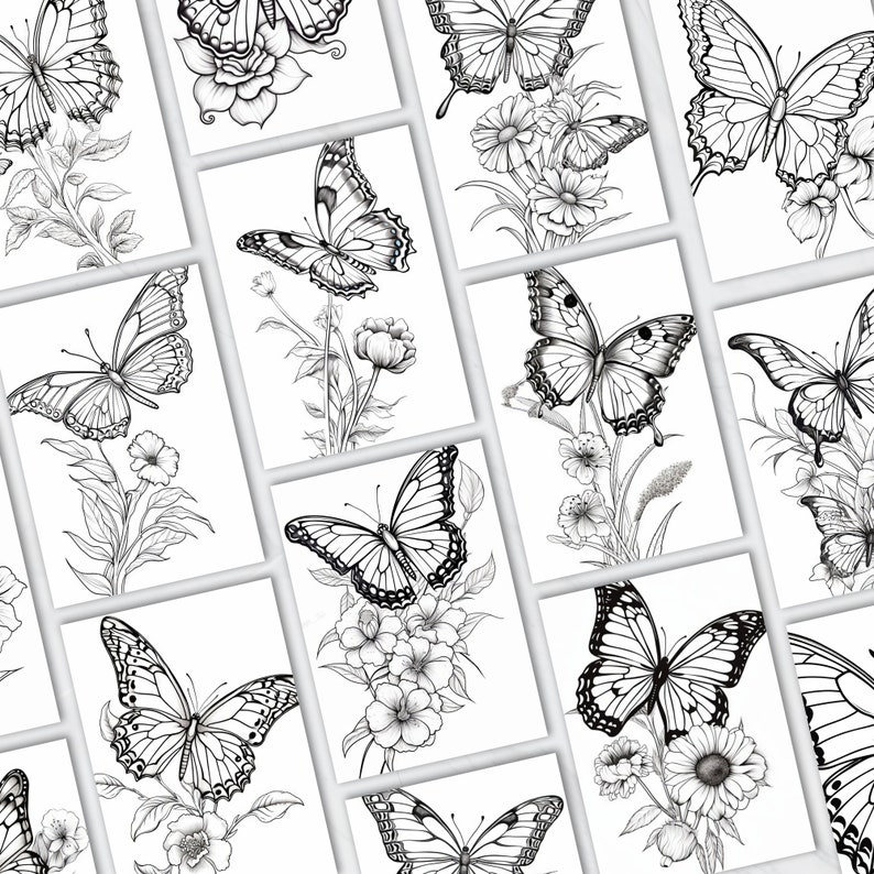 Butterfly Coloring Sheets Printable for Mindfulness and Relaxation ...