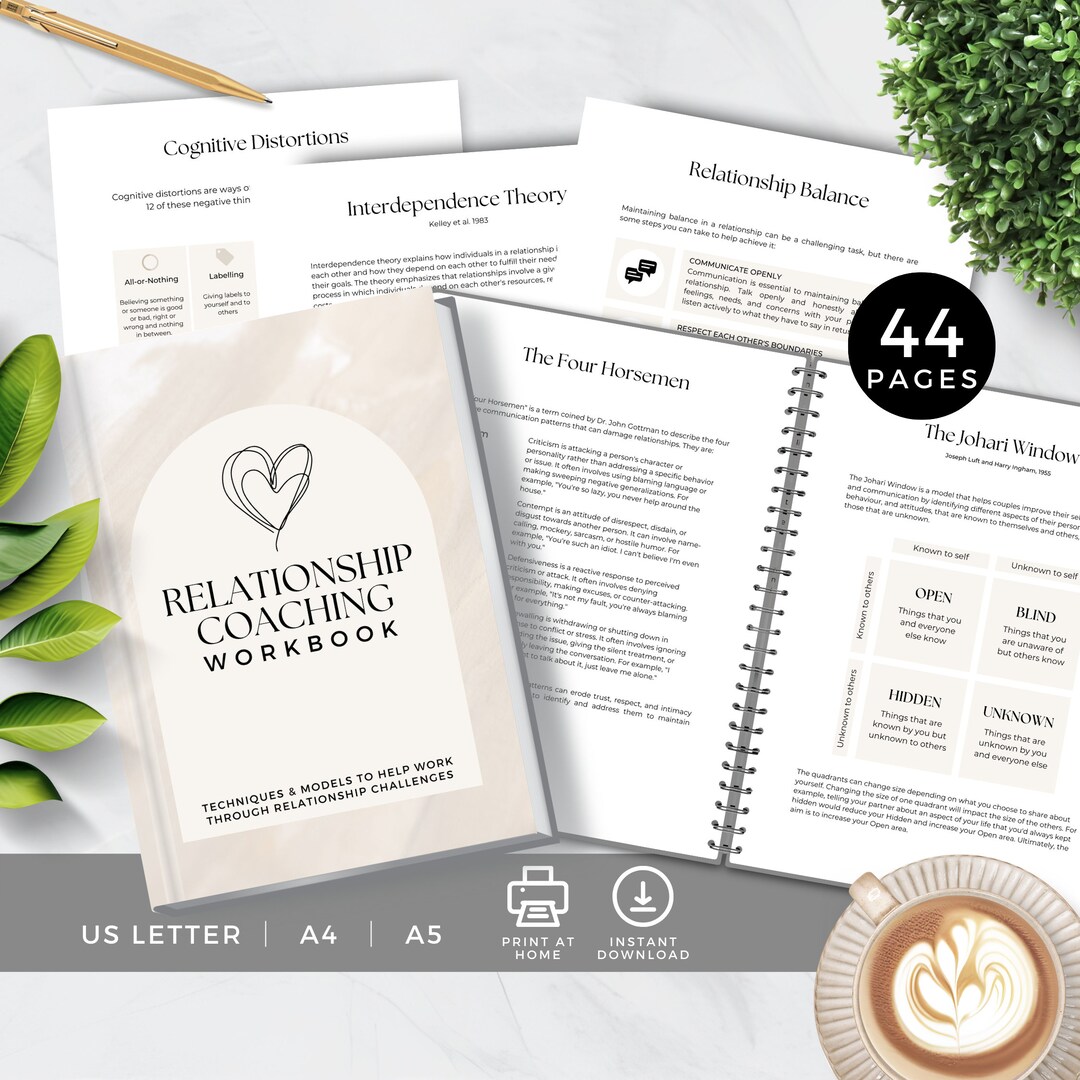 Relationships Coaching Workbook, Couples Therapy Worksheets, Beginners ...