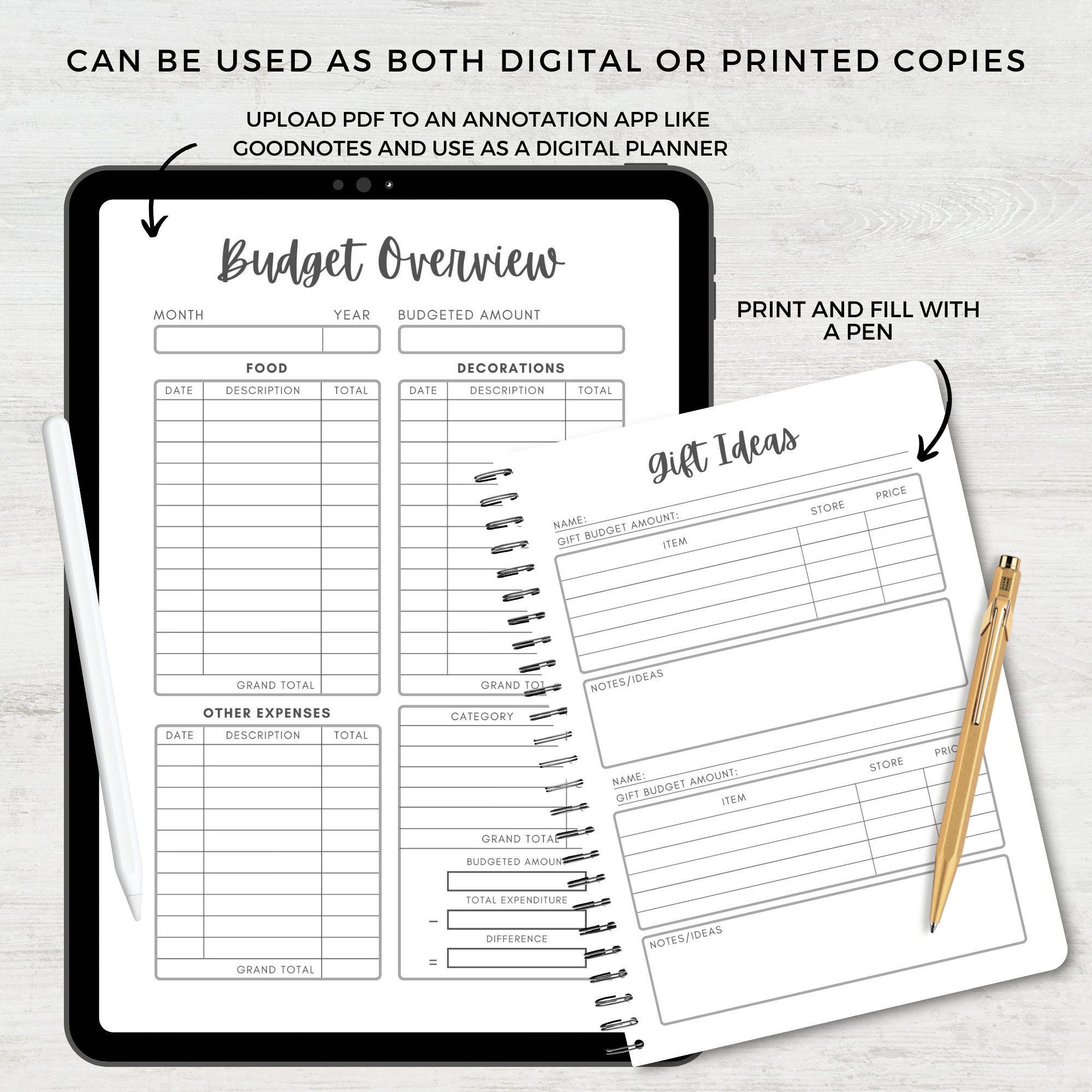 Christmas Gift Budget Template, Printable Expenses and Shopping ...