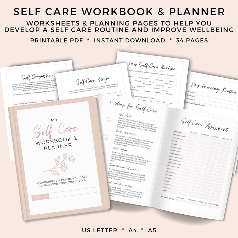 Self-care Worksheets Printable Self Care Ideas Routines & - Etsy