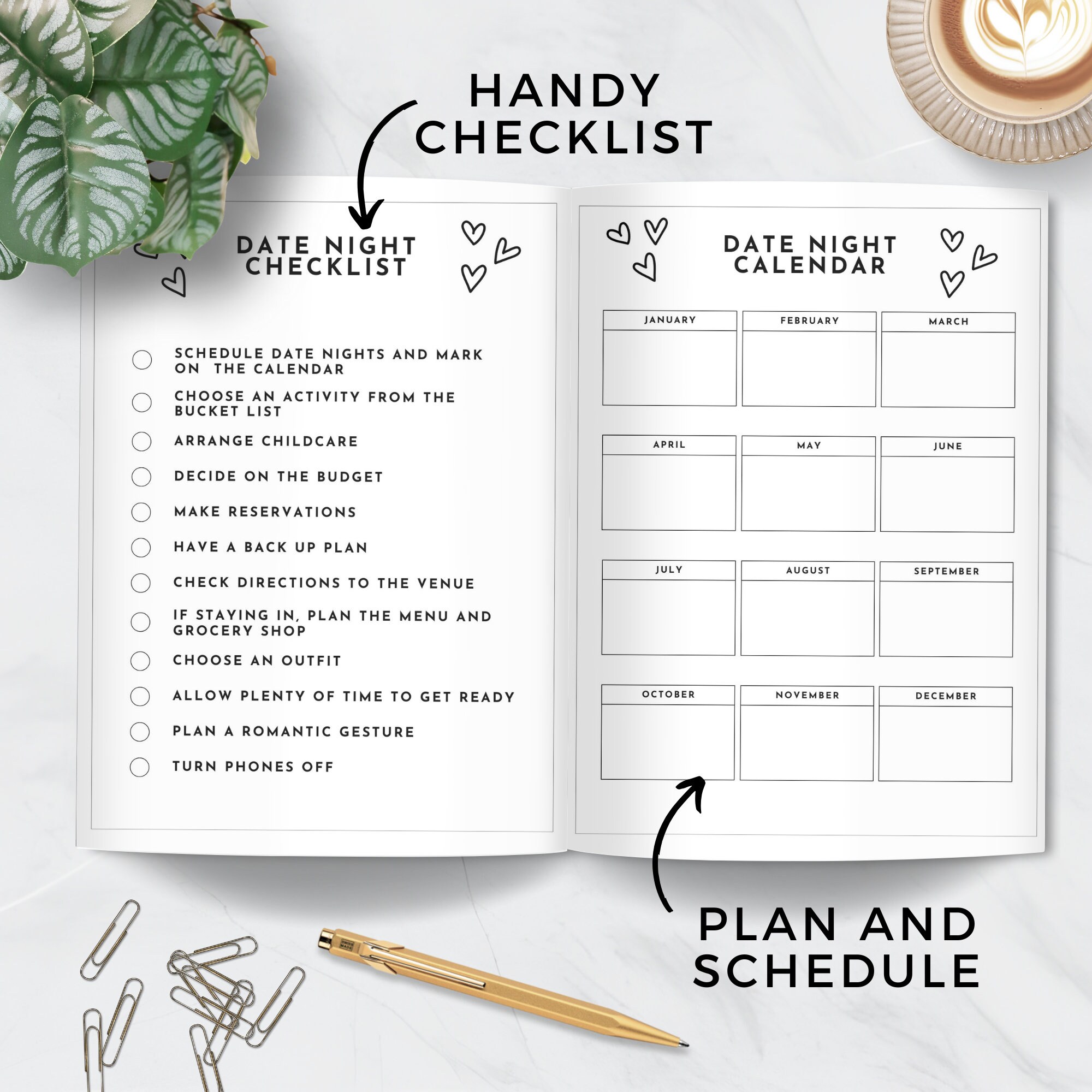 Date Night Journal, Printable, Couples, Memory Keeping, Valentines ...