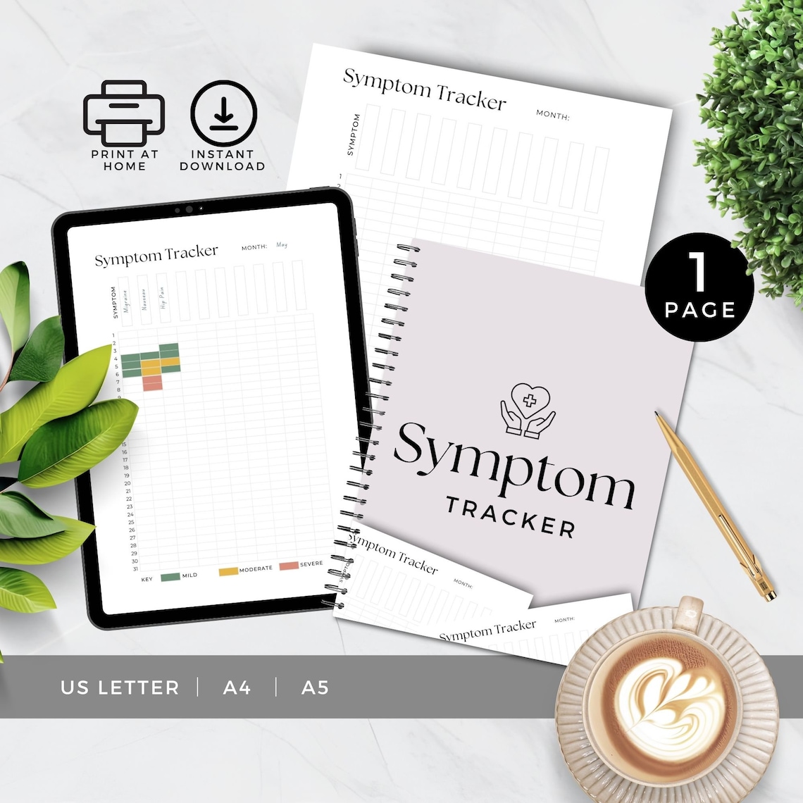 Daily Symptom Tracker Printable, Health and Chronic Illness Log ...