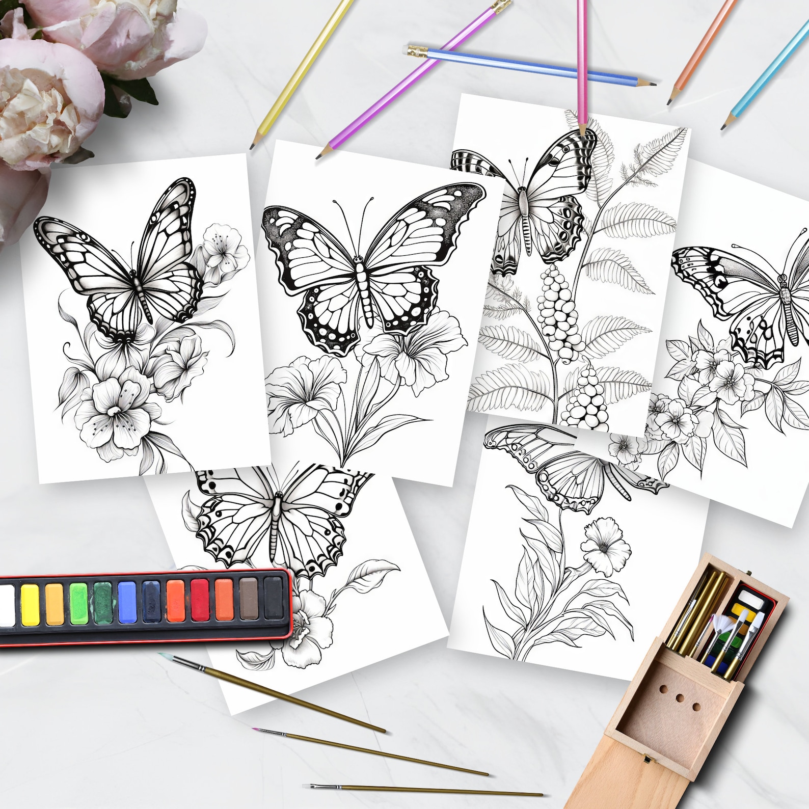 Butterfly Coloring Sheets Printable for Mindfulness and Relaxation ...