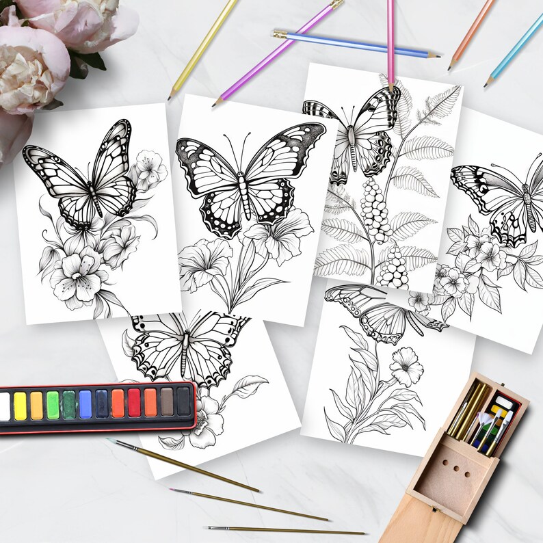 Butterfly Coloring Sheets Printable for Mindfulness and Relaxation ...