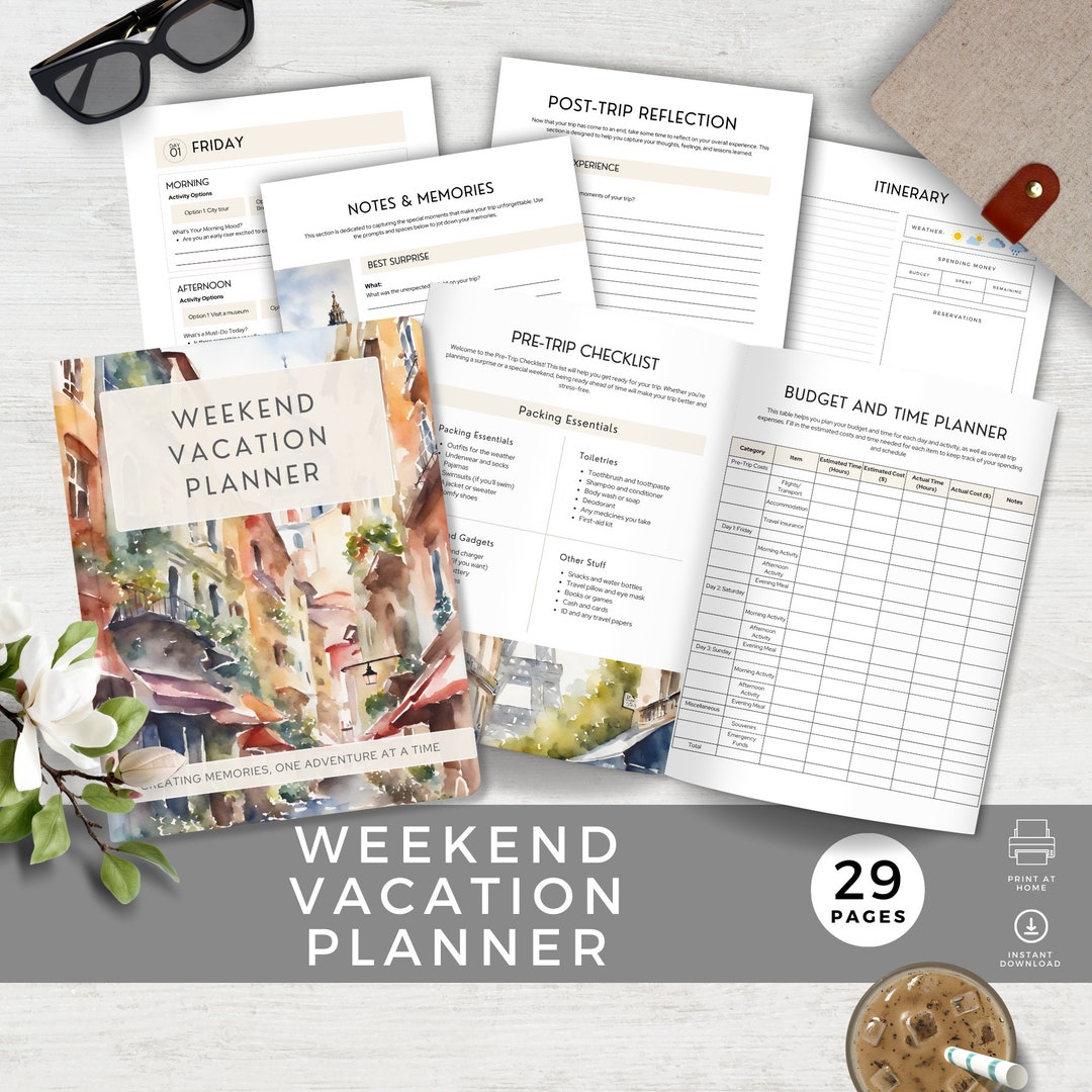 Weekend Getaway Planner, Short Break Trip Journal, Budget Tracker ...