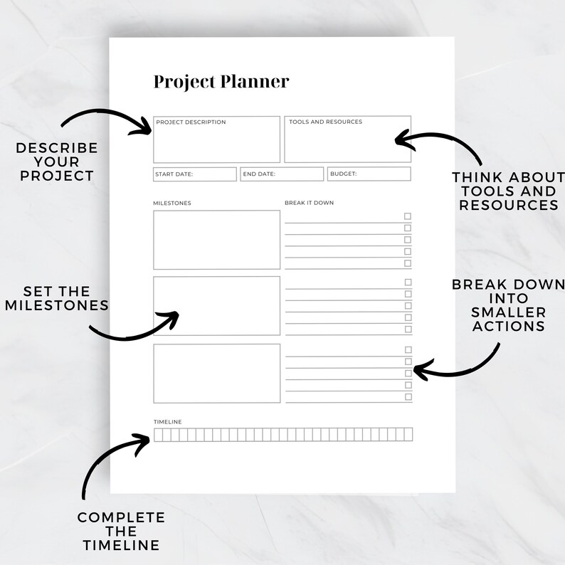 Project Plan Tracker Template, Printable, Planner Insert, Task ...