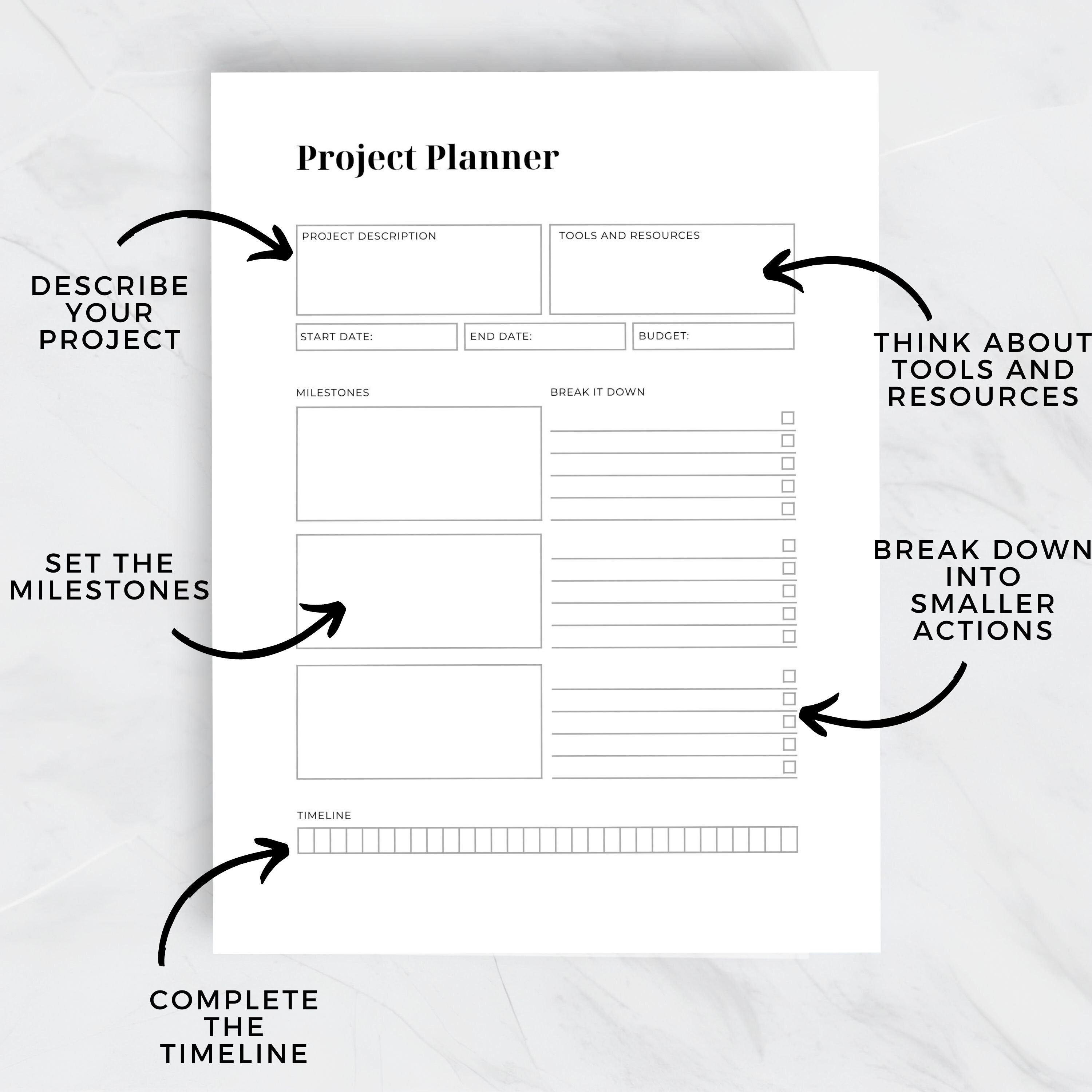 Project Plan Tracker Template, Printable, Planner Insert, Task ...
