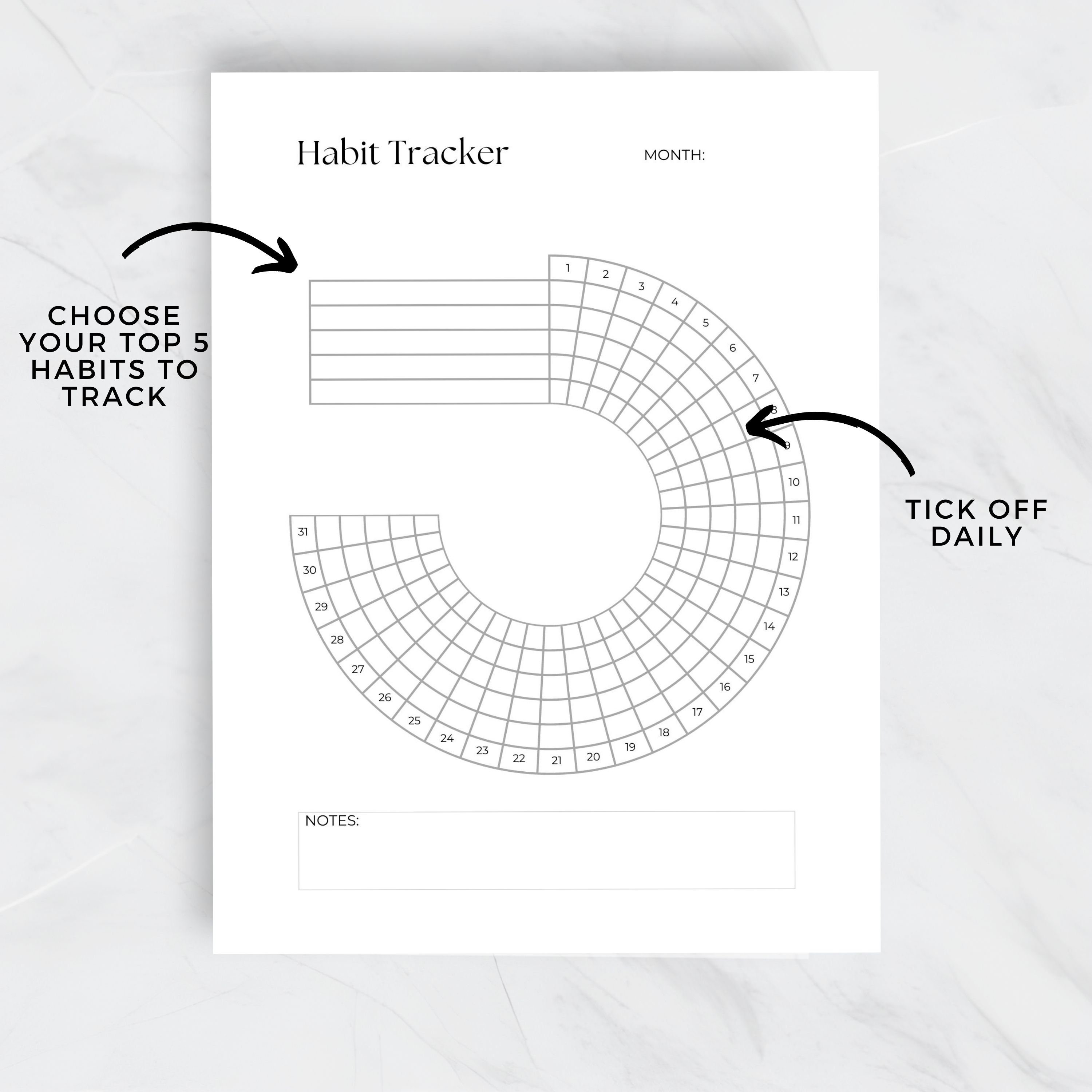 Pdf Circle Habit Tracker Printable for Bujo Journals and Planners ...