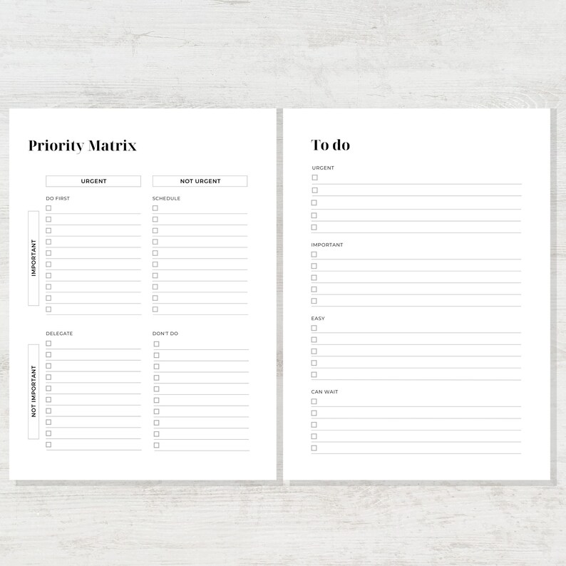 Decision Making Matrix Template, Eisenhower Priority Planner, Daily ...