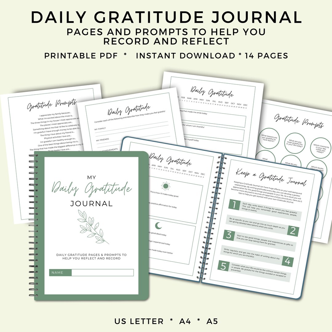 Gratitude Journal Template PDF Daily Journaling Pages and - Etsy
